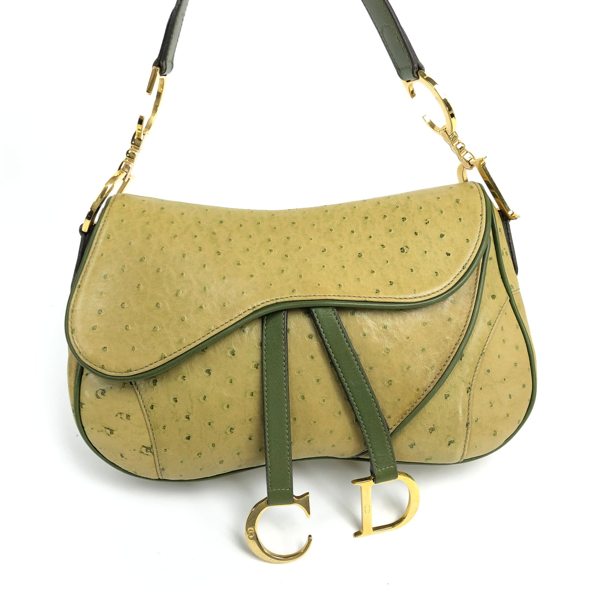 Christian Dior Ostrich Leather Double Saddle Bag – Designer Pick
